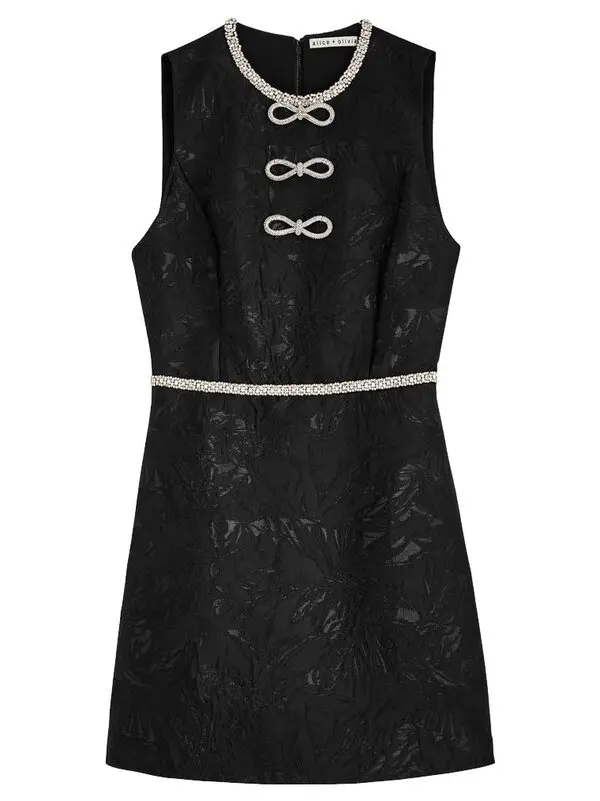Alice + Olivia Ellis Embellished Jacquard Mini Dress - Black