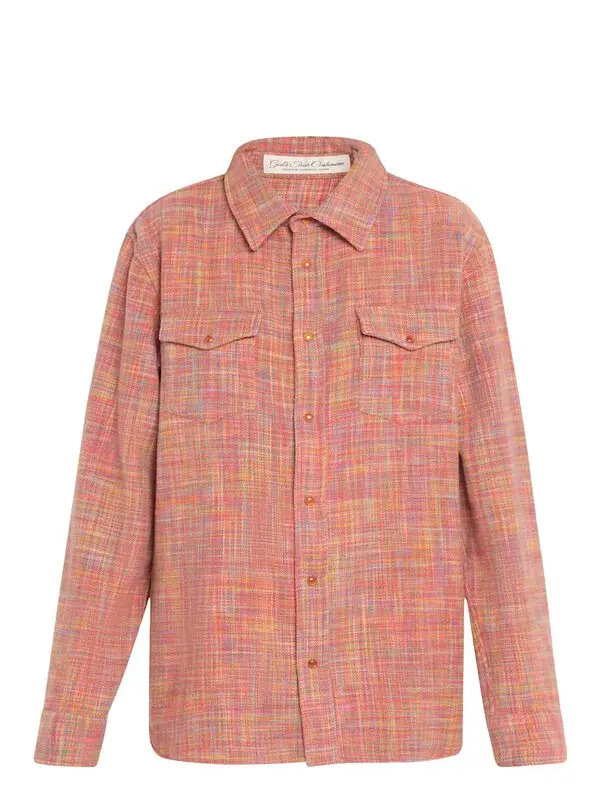 GOD'S TRUE CASHMERE Flower Space Dye Tartan Shirt Jacket - Red
