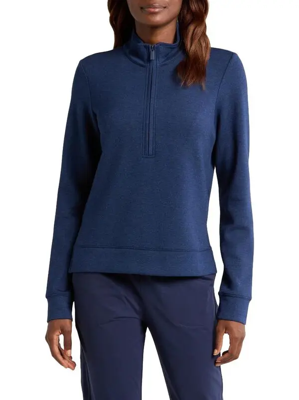 Travis Mathew Shadow Mirage Half Zip Pullover - Heather Navy