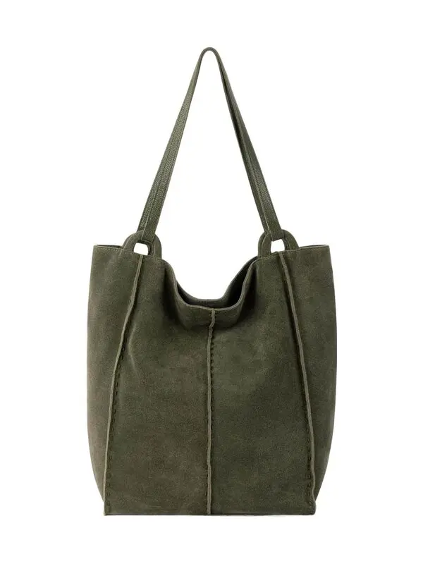 THE SAK Los Feliz Tall Leather Tote Bag - Moss Suede