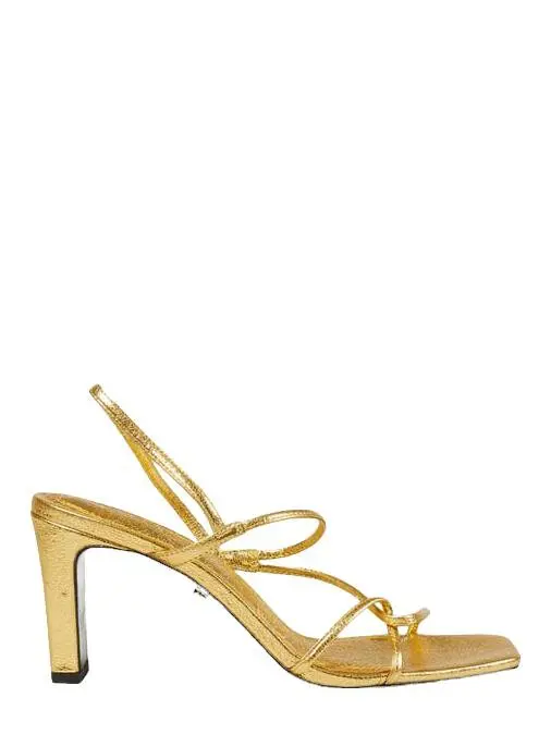 Sandro Embossed Leather Strappy Sandals - Gold