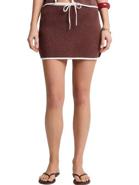 Onia Linen-blend Knit Mini Skirt - Brown/white