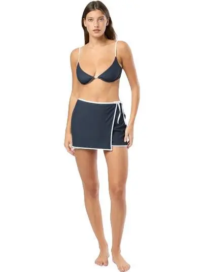 Onia Crochet Mesh Mini Wrap Skirt - Deep Navy