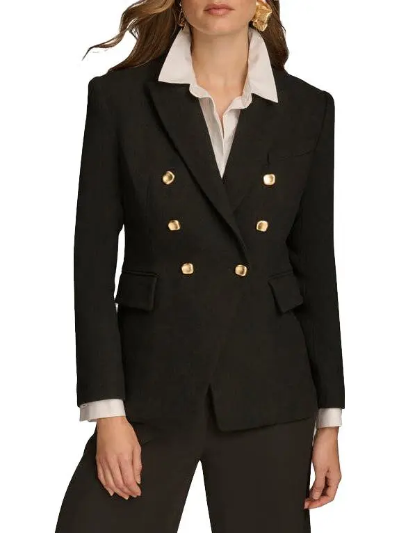 Donna Karan New York Double-breasted Wool-blend Blazer - Black