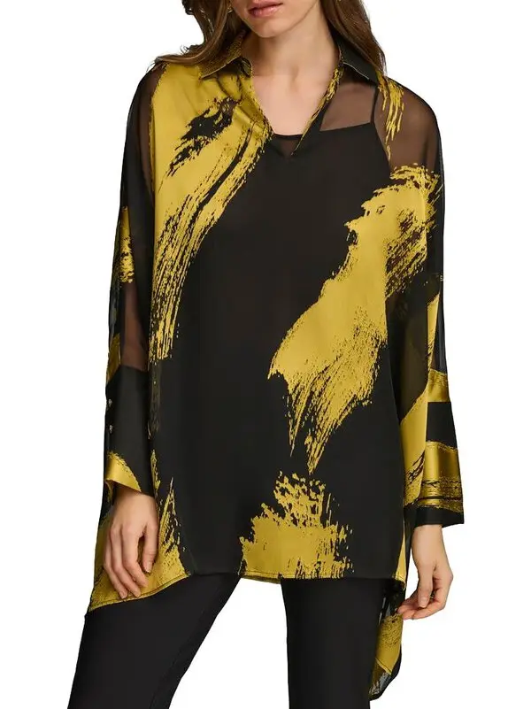 Donna Karan New York Point Collar Tunic - Black/gold