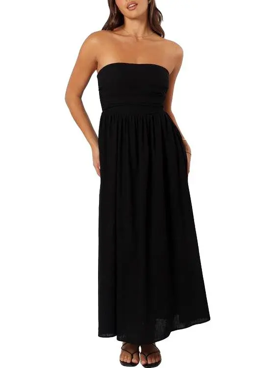 PETAL & PUP Kayt Strapless Maxi Dress - Black
