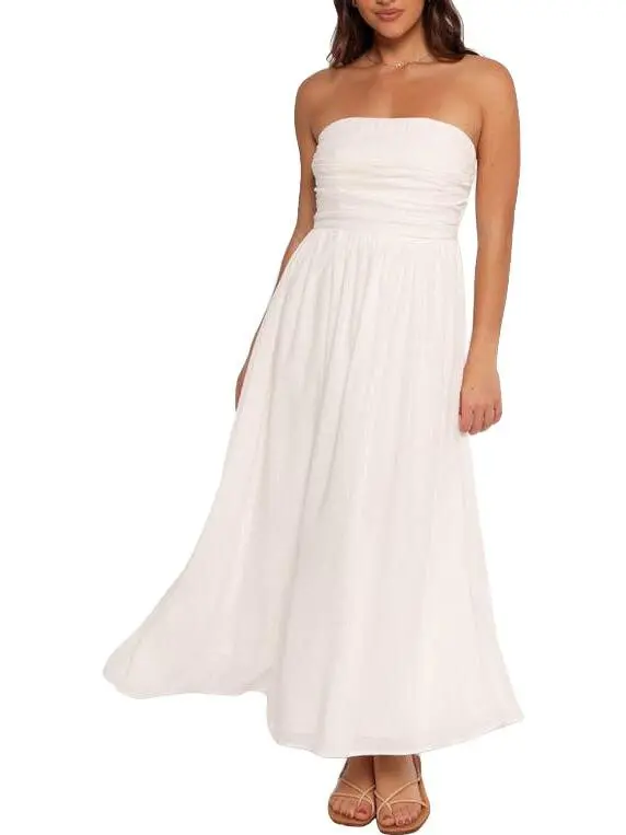 PETAL & PUP Kayt Strapless Maxi Dress - White