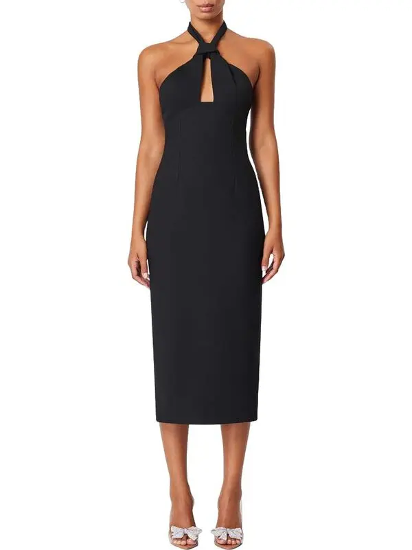 ELLIATT Victoria Halter Neck Stretch Crepe Cocktail Dress - Black