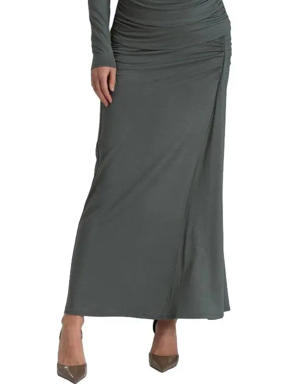 PIETRO BRUNELLI Ruched Maxi Skirt - Medium Green