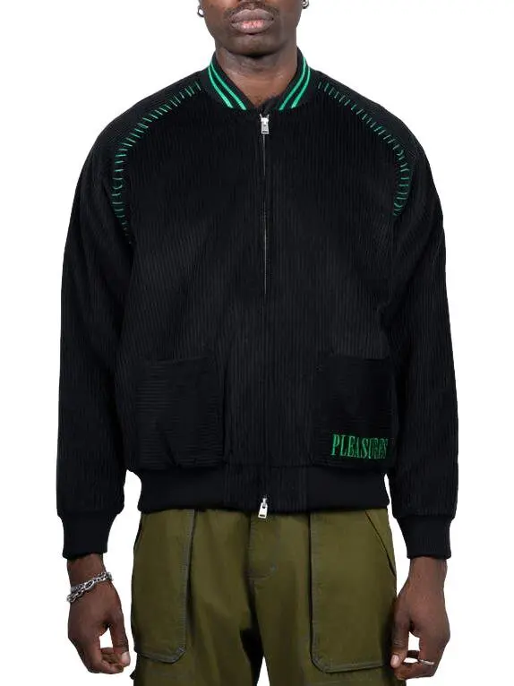 PLEASURES Strikeout Corduroy Bomber Jacket - Black
