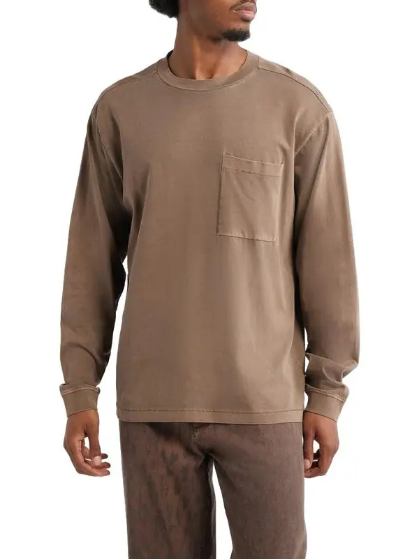 Bp. Oversize Long Sleeve Pocket T-shirt - Brown Shiitake Washed