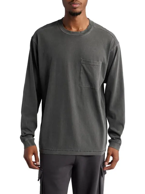 Bp. Oversize Long Sleeve Pocket T-shirt - Grey Depths Washed
