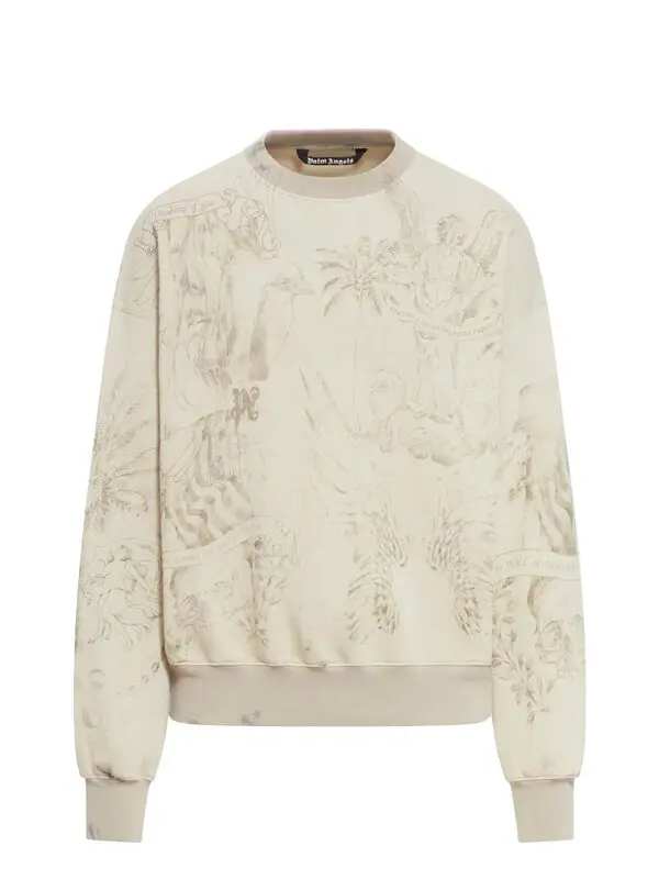 Palm Angels Pencil All Over Crew Sweatshirt - Off White