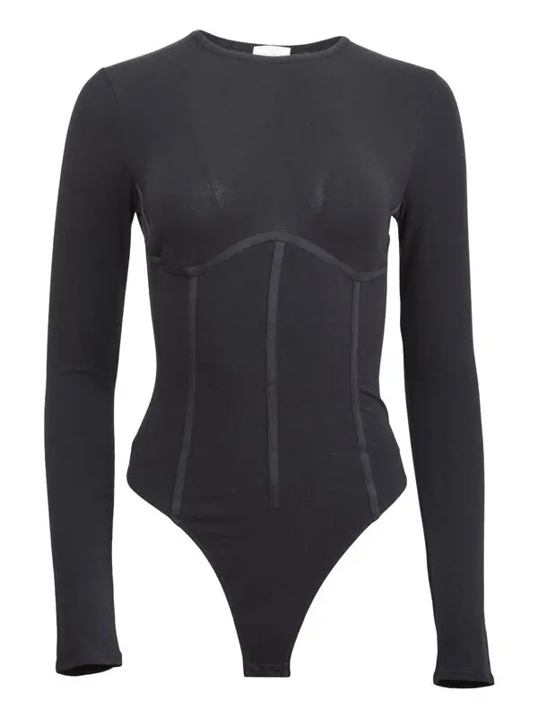 FLEUR DU MAL Organic Cotton T-shirt Bodysuit - Black