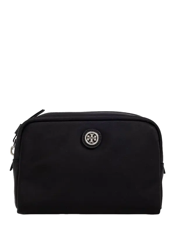 Tory Burch Logo Makeup Bag - Black