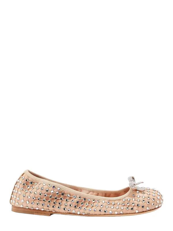 Rene Caovilla Rhinestone-embellished Ballerina Shoes - Neutrals