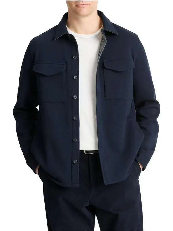 Vince Double-knit Cotton-blend Piqué Shirt Jacket - Blue