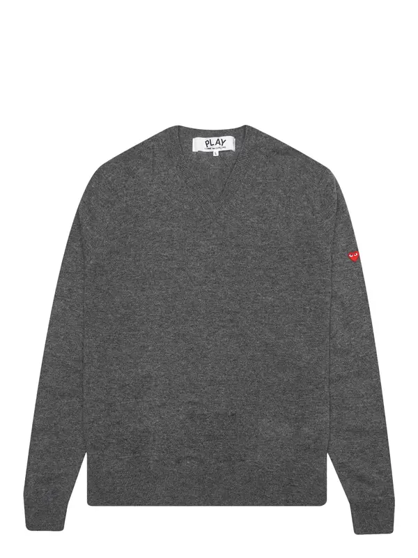Play Comme Des Garcon Small Heart Sweater - Grey