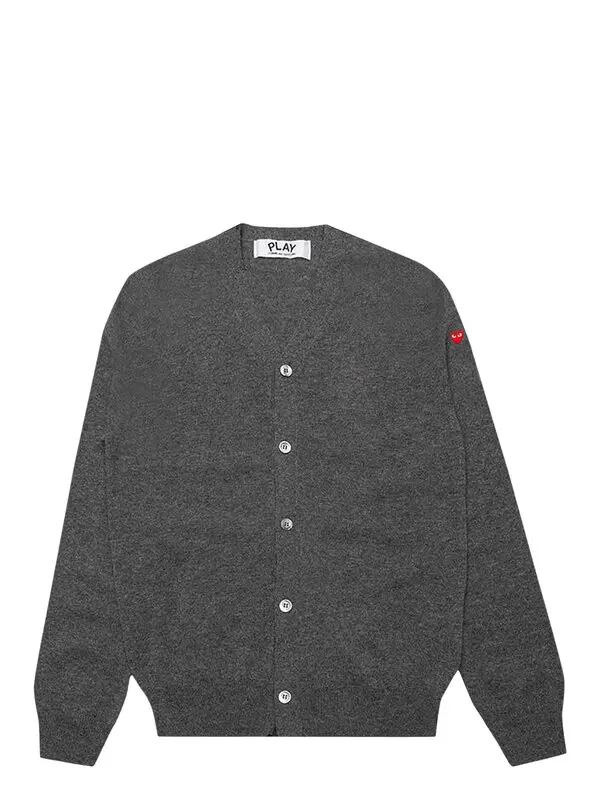 Play Comme Des Garcon Small Heart Cardigan - Grey