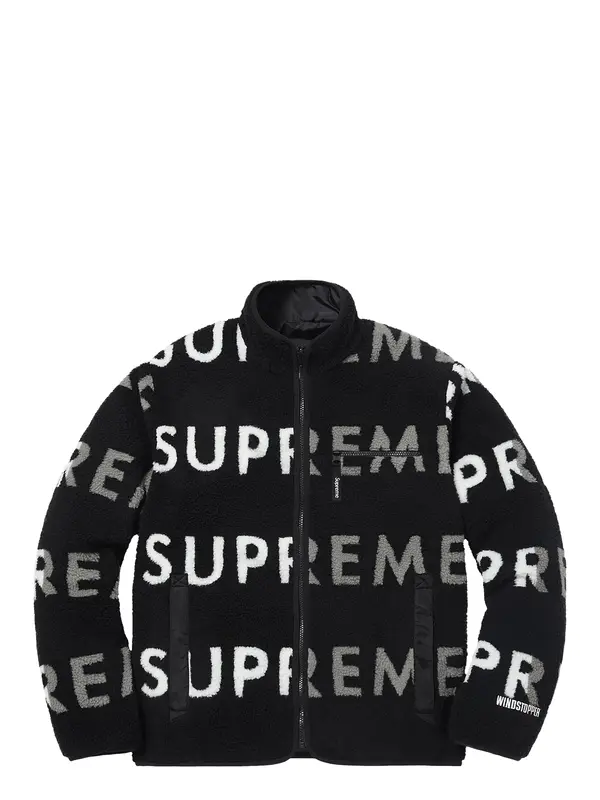 Supreme Reversible Logo Fleece Jacket - Black