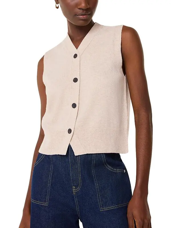Whistles Buttoned Wool Vest - Oatmeal