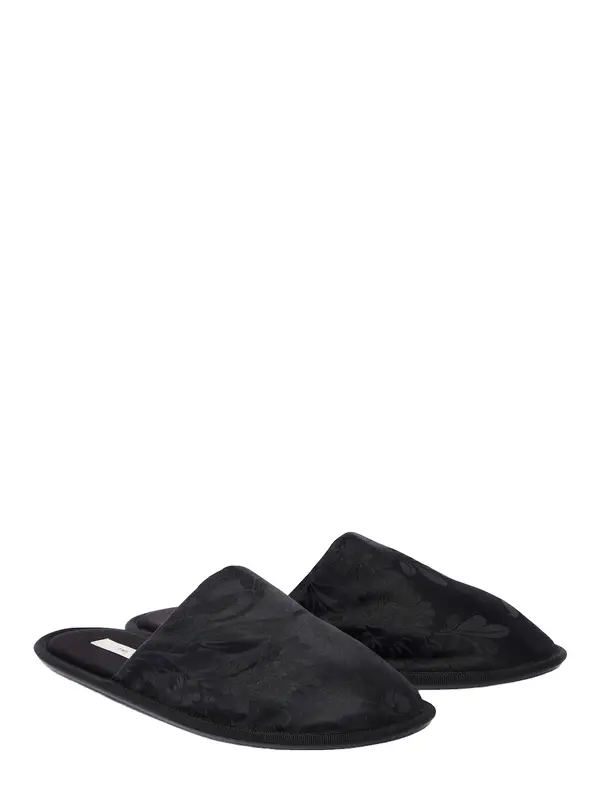 THE ROW Frances Floral Jacquard Slippers - Black