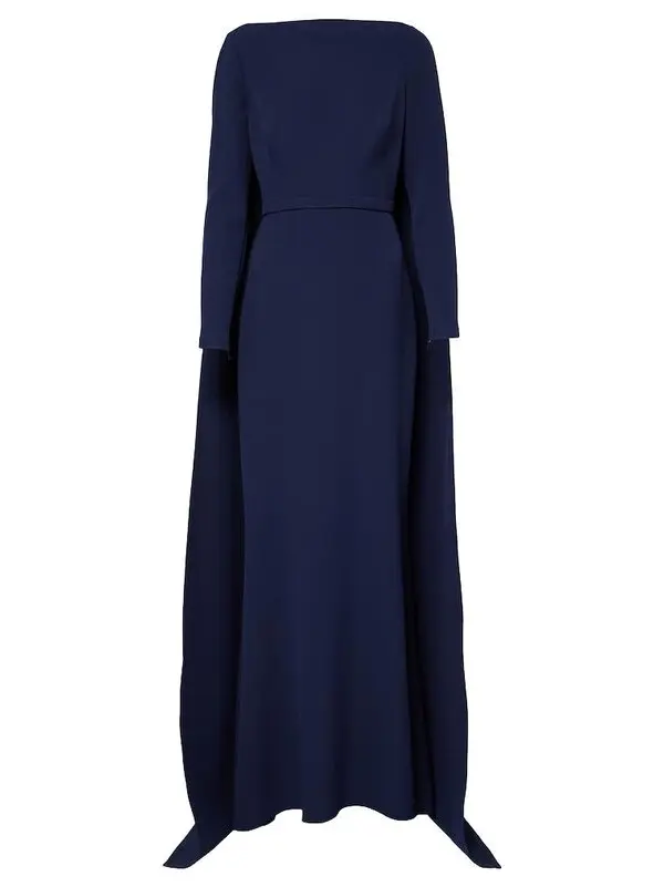 Safiyaa Ginevra Caped Crêpe Gown - Blue