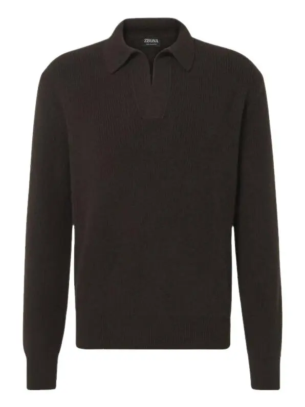 Zegna Cashmere Polo Sweater - Brown