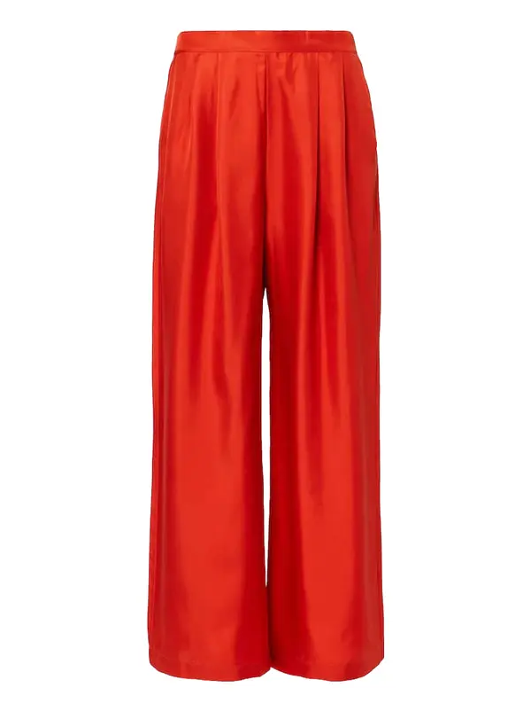 Asceno Isola Wide-leg Silk Twill Pants - Burgundy
