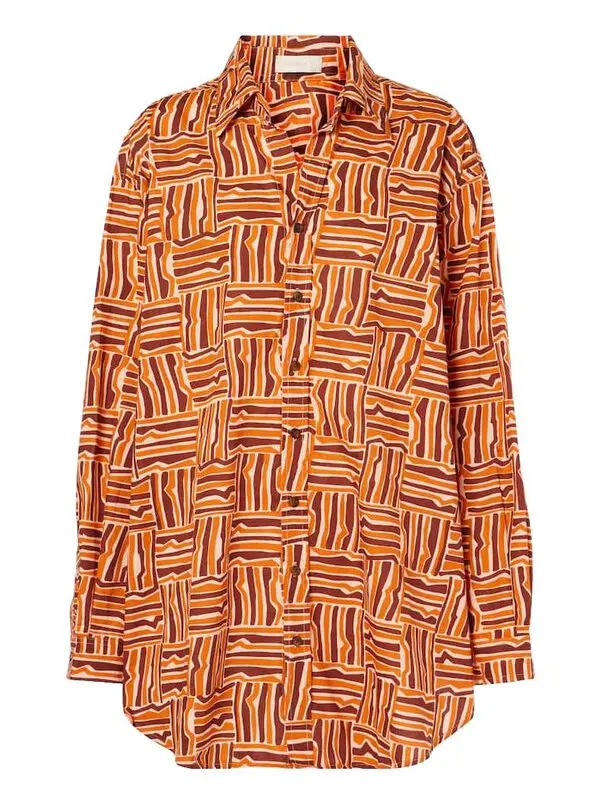 Faithfull The Brand Striped Cotton Poplin Shirt - Orange
