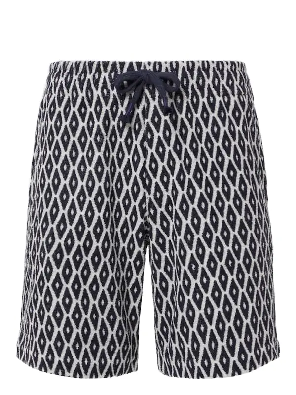 Orlebar Brown Printed Cotton-blend Terry Shorts - Black
