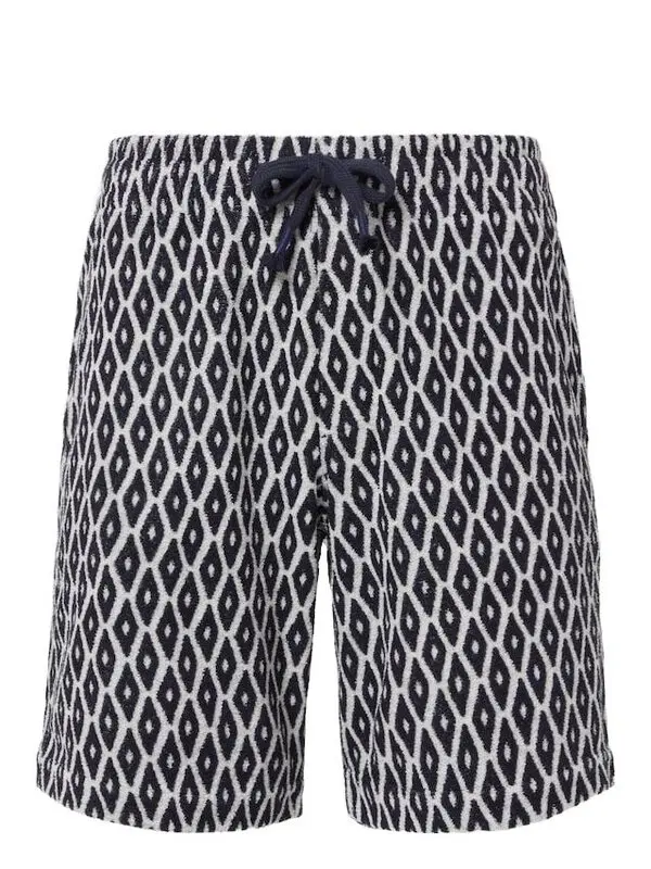 Orlebar Brown Printed Cotton-blend Terry Shorts - Black