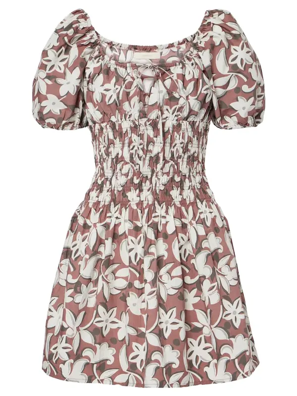 Faithfull The Brand Floral Cotton Poplin Minidress - Brown