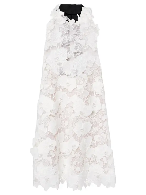 Oscar De La Renta Floral Guipure Lace Mini Dress - White