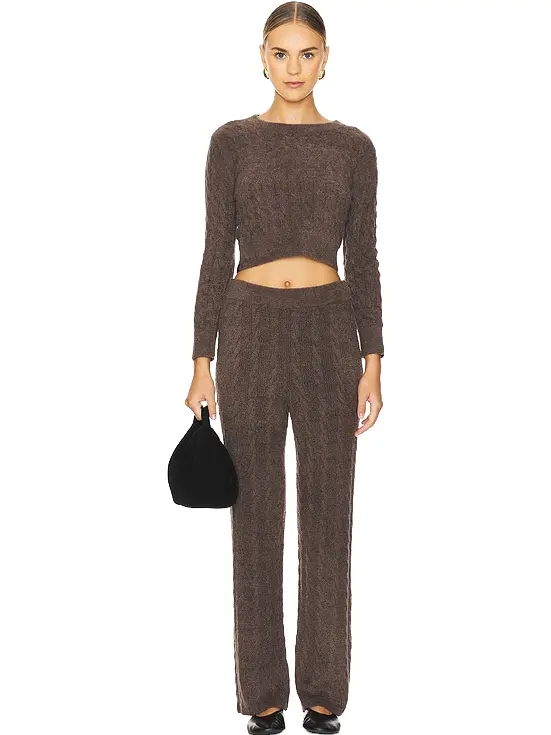 Barefoot Dreams X Cozychic Lite Cable Pullover & Pant Set - Java