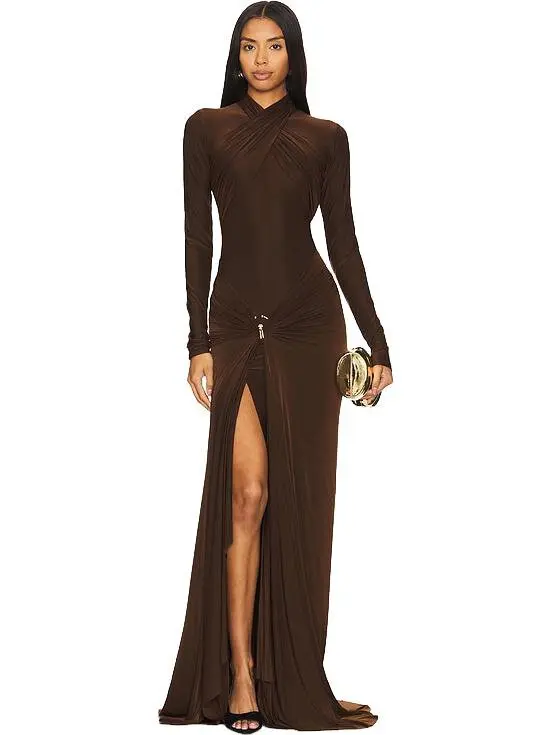 DEME BY GABRIELLA June Gown - Chocolate Brown
