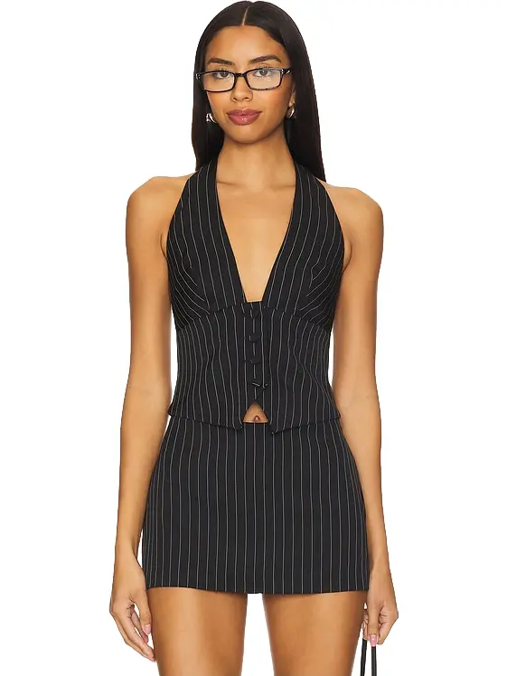 LOVERS AND FRIENDS Grace Top - Black Pinstripe