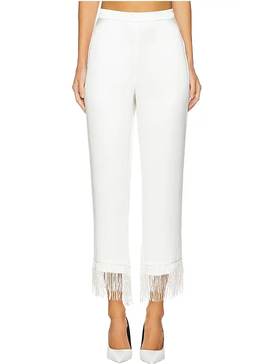 Fleur Du Mal X Galia Lahav Beaded Fringe Silk Pant - Ivory