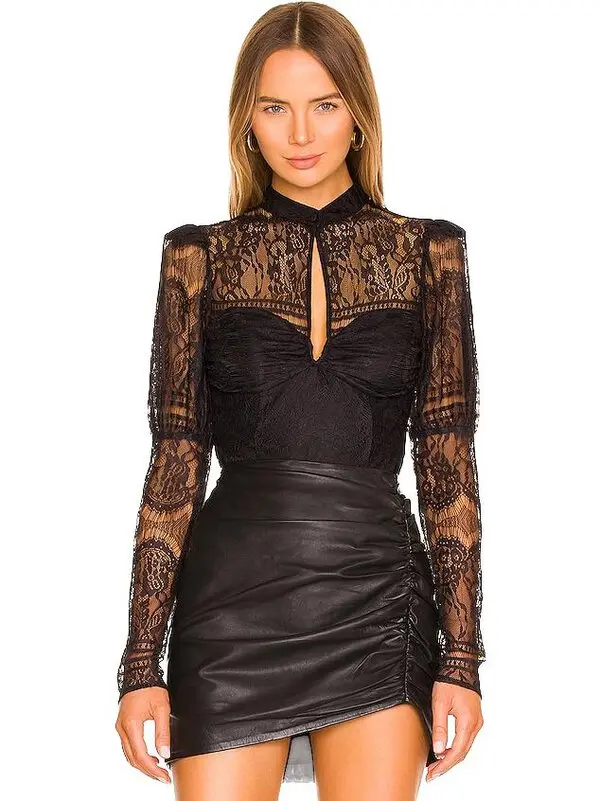 House Of Harlow 1960 X Revolve Vianka Bodysuit - Black