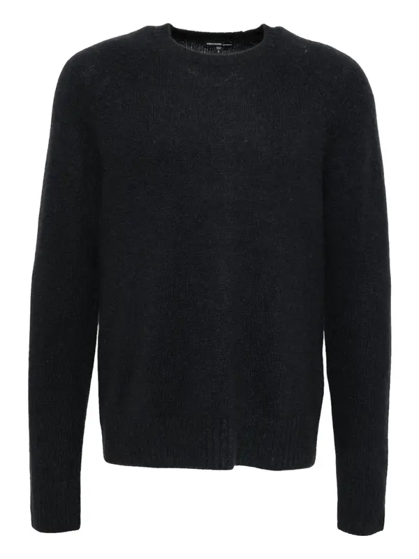 JAMES PERSE Lightweight Textured Cashmere Crew - Black