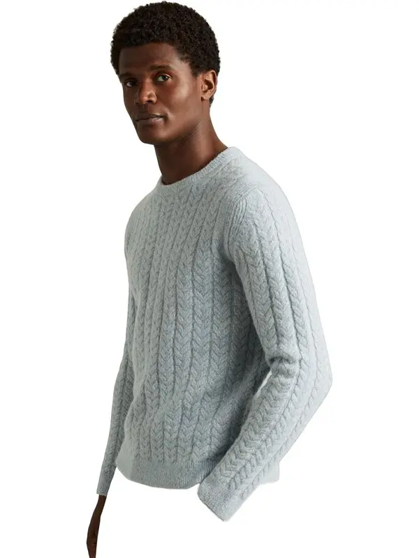 REISS Minsk Cabled Jumper - Soft Blue
