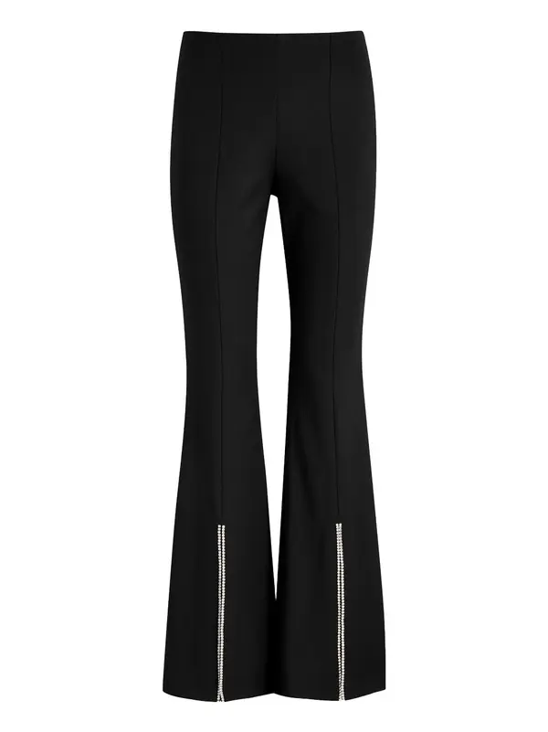 Alice + Olivia Embellished Split-hem Trousers - Black