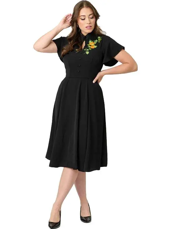 Unique Vintage 1940s Baltimore Swing Dress - Black Pumpkin
