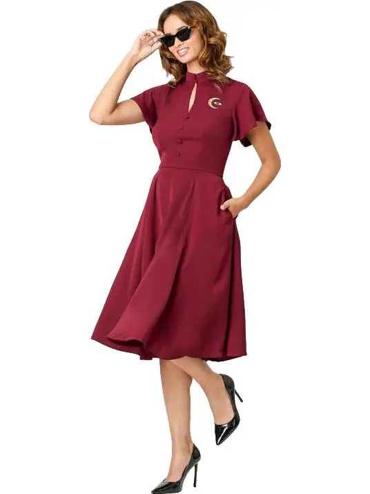 Unique Vintage 1940s Baltimore Swing Dress - Burgundy