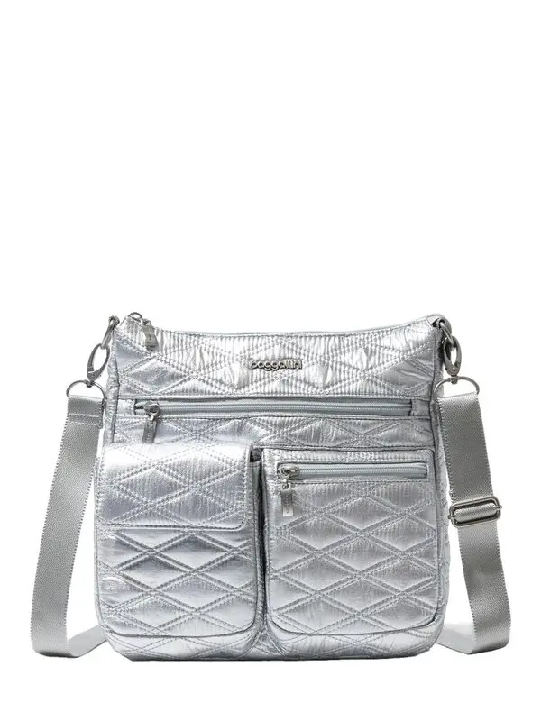 BAGGALLINI Modern Everywhere Slim Cross Body Bag With Rfid Wristlet - Silver Metallic Quilt