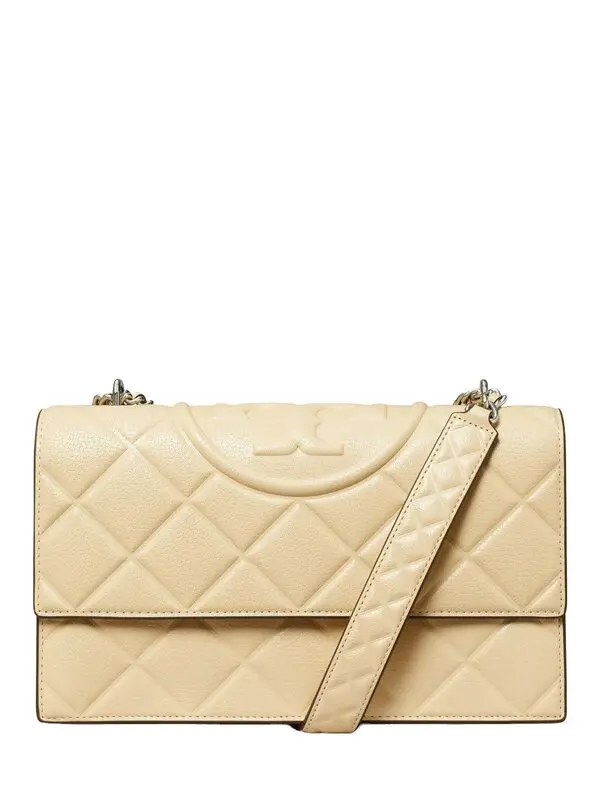 Tory Burch Fleming Convertible Leather Shoulder Bag - Vanilla Soft Serve