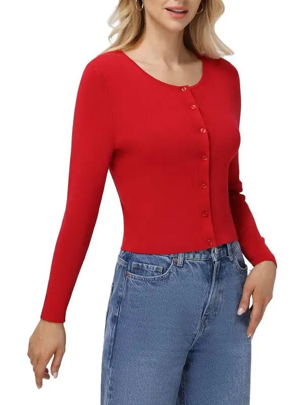 525 America 525 Eva Rib Cardigan - Cherry Red