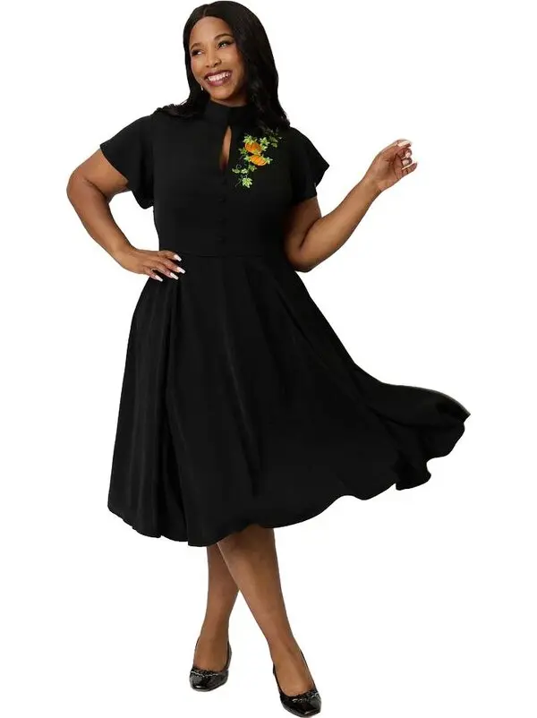 Unique Vintage 1940s Baltimore Swing Dress - Black Pumpkin