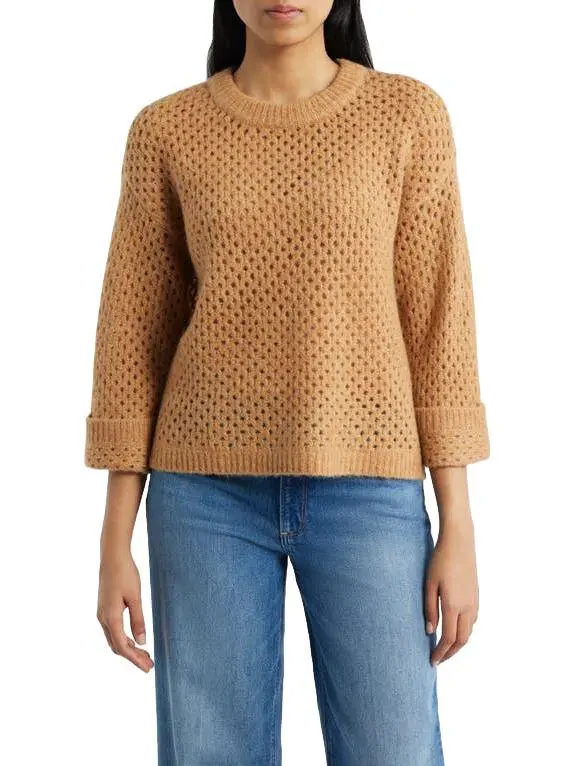 Wit & Wisdom Open Stitch Cuffed Sweater - Biscotti