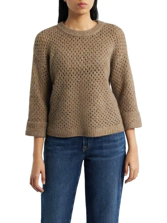 Wit & Wisdom Open Stitch Cuffed Sweater - Toasted Buckwheat